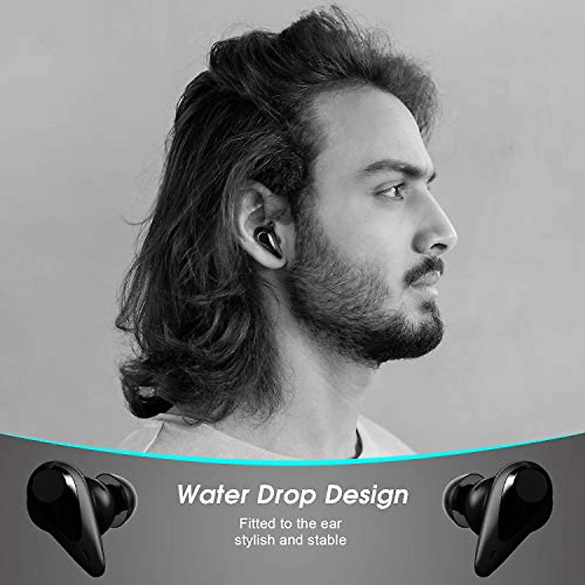 August True Wireless Earbuds EP810 - Bluetooth 5.0 True Wireless Stereo Headphones Touch Control with Type-C Charging Earphones Powerful Bass - iPhone and Android Compatible - Black