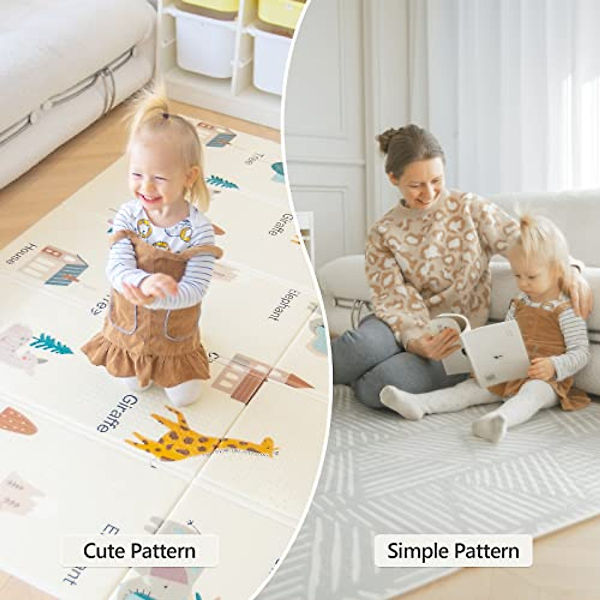 Baby Play Mat, Extra Large Foldable Play Mat for Baby 79" x 71" Reversible Waterproof Tear Proof Baby Floor Mat Foam Playmat Non Toxic Portable Tummy Time Mat with Travel Bag, Indoor Outdoor Use