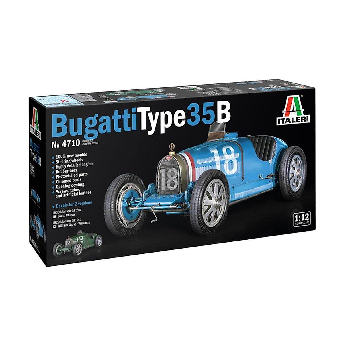 Italeri IT4710 4710 Bugatti Type 35B, 1/12 Scale, Plastic Kit, Modeling