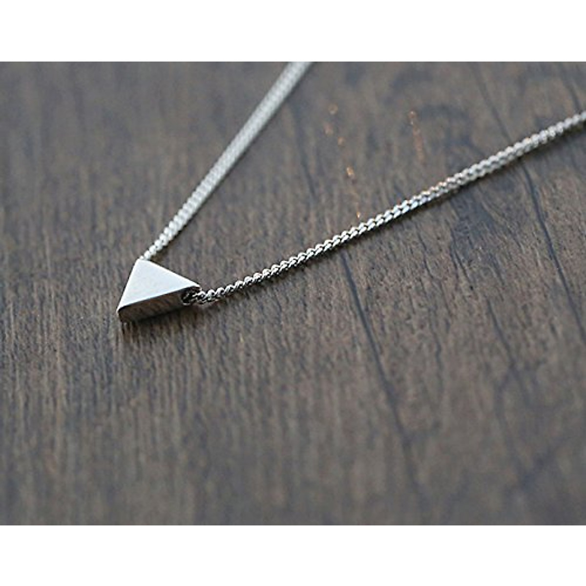 Amkaka Minimalist 925 Sterling Silver Tiny Geometric Triangle Necklace for Women