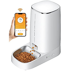 ROJECO Automatic Cat Feeders WiFi, 4L Cat Food Dispenser with APP Control, Detachable Body Design for Cleaning, Dual Power Supply and Low Food Alarms, 2.4GHz Wi-Fi Enabled Pet Feeder for Cats and Dogs