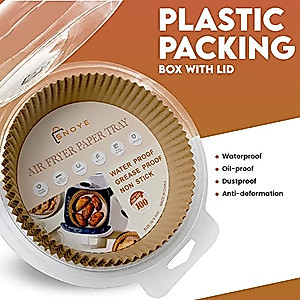 SNOYE 100PCS Air Fryer Disposable Paper Liner, 8inch Oil-Proof Round Non-Stick Air Fryer Parchment Paper Liners for Frying, Baking, Cooking, Roasting, and Microwave