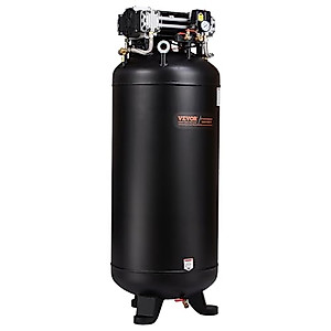 VEVOR 80 Gallon Air Compressor, 6.5HP 15.5SCFM@90 PSI, 2-Stage 145PSI Oil Free Stationary Compressor Tank, 86dB Quiet Compressor for Industrial Manufacturing, Workshops (220V/60Hz Single-Phase Power)