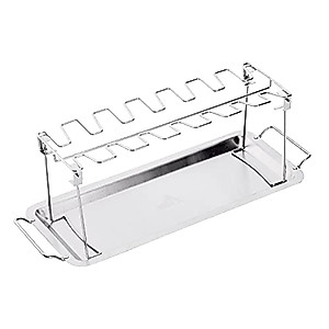 UNCO- Chicken Leg Rack for Grill with Drip Pan, 14 Slots Stainless Steel, Chicken Wing Rack for Smoker, Chicken Drumstick Rack, Chicken Stand for Smoker, Chicken Drumstick Holder, Grill Rack.