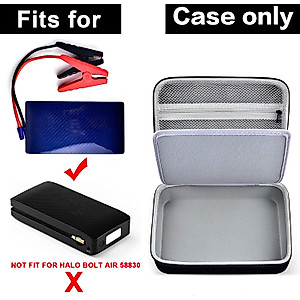 Case for Halo Bolt 58830/57720 mWh Portable Phone Laptop Charger Car Jump Starter, Power Bank Storage Holder with Mesh Pocket for AC Outlet, Car Charger and Accessories - Grey Inside