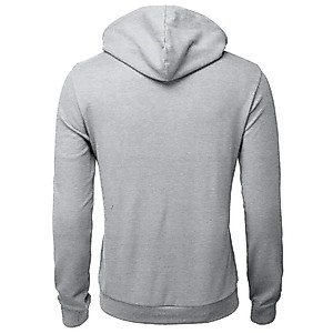 H2H Men's Slim Fit Lightweight Long Sleeve Pullover Basic Hoodie with Pocket and White String GRAY US M/Asia L (CMOHOL050)