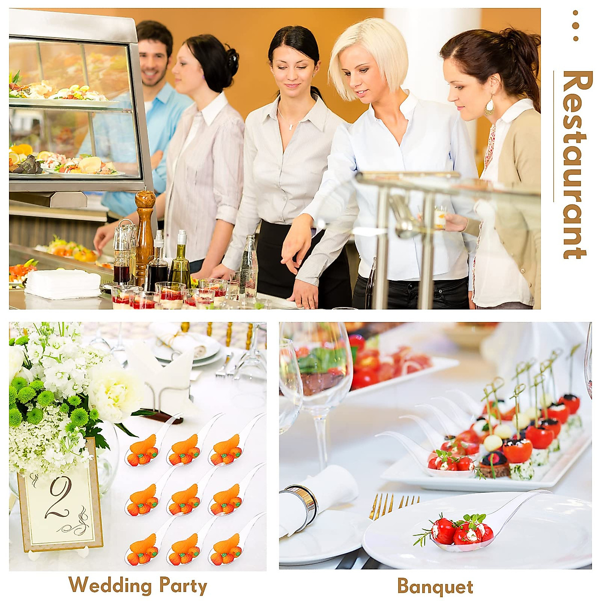 400 Pieces Tasting Mini Spoons Disposable Mini Dessert Spoons Appetizer Spoons Plastic Asian Soup Spoons Bulk Clear Serving Spoons for Desserts, Sushi, Dipping Sauces, Ice Cream