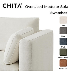 CHITA Sectional Modular Sofa Fabric Swatch, Linen, Grey, Blue, Terracotta, Moss Green Included