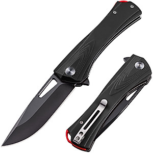 KEXMO Pocket Knife for Men - 3.62" Sharp D2 Blade G10 Handle Folding Pocket Knife with Clip - EDC Knife for Tactical Survival Camping Hunting Hiking Gift for Men Dad Husband Women, Black