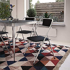 COSCO Stylaire Vinyl Padded Folding Chair, 4-Pack, Silver