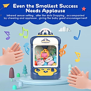 Salate Claw Machine for Kids, Mini Rabbit Vending Machine Candy Grabber Prize Dispenser Toy Gift for Girls Boys, Adjustable Music and Light, Includes 10 Mini Plush Toys 10 Plastic Toys Refill Prizes