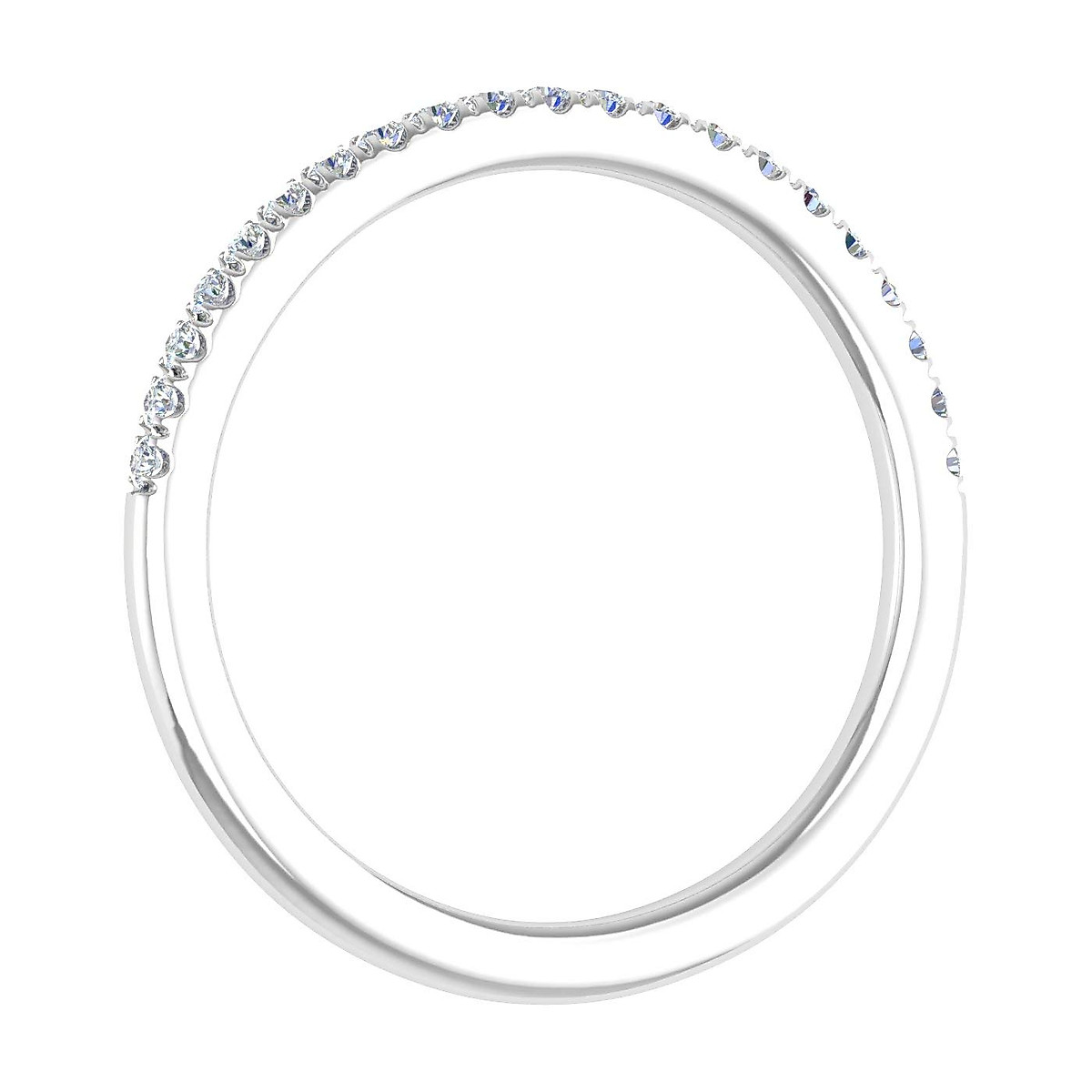 14K White Gold Half Eternity Diamond Wedding Band Ring for Women (0.15 Carat) (Ring Size 6.25) (I1-I2 Clarity)