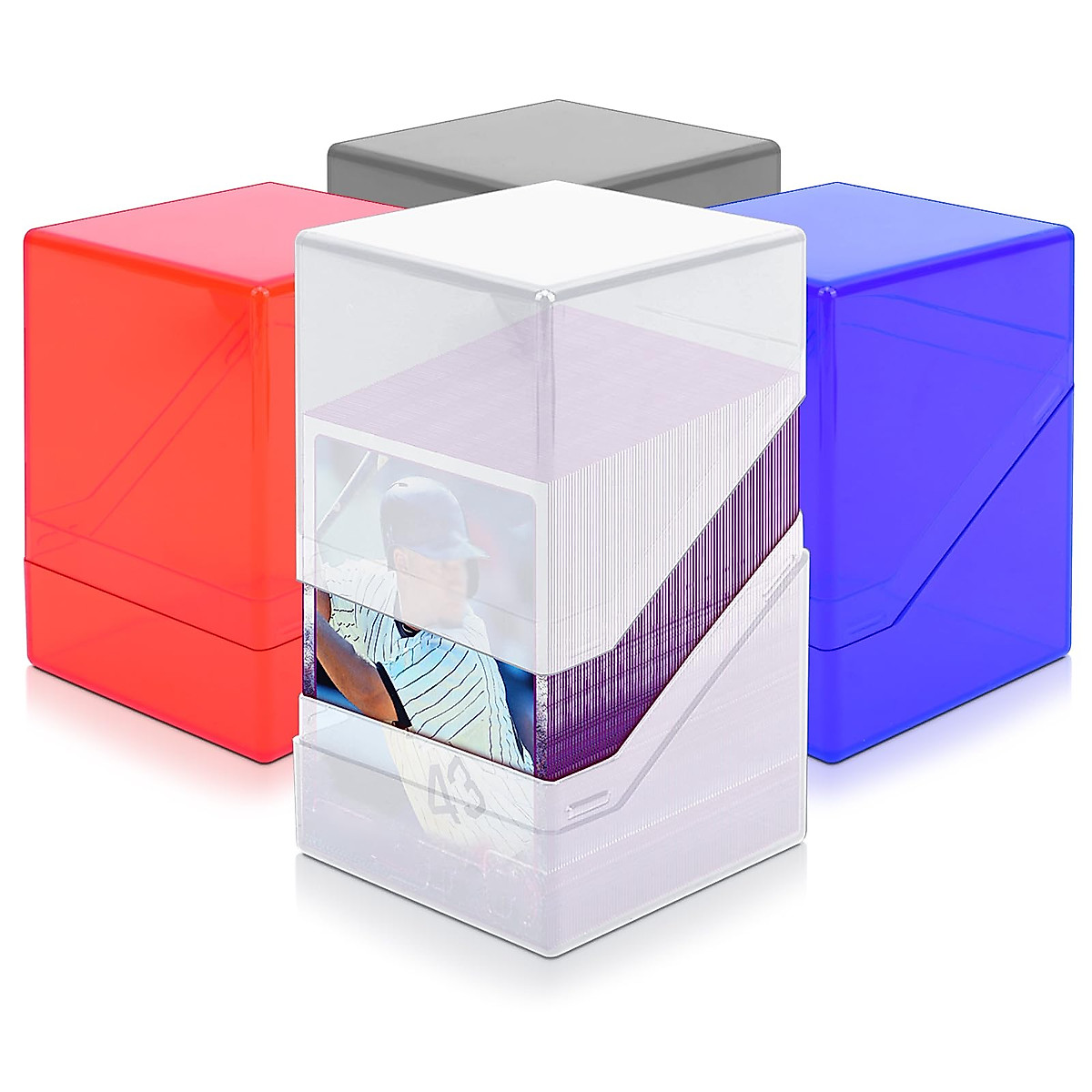 4 Pack Card Deck Cases for Trading Cards, Acrylic Card Storage Boxes Holding 100+ Sleeved Cards Fit for MTG,TCG Sports Cards, Game Card Standard Cards