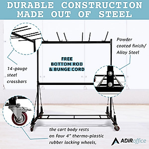 AdirOffice Combo Cart for Chairs & Tables - Foldable Seat & Table Wheeled Caddy - Steel Body Truck with Locking Swivel Caster Wheels - 600 Lbs Weight Capacity - Quick & Easy Assembly