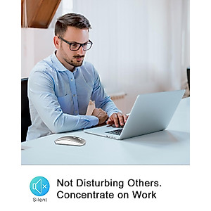 Bluetooth Mouse, Rechargeable Wireless Mouse Compatible with Macbook Air/Pro/Mac/iPad/Laptop/Tablet/Notebook/PC/Desktop, Slim Portable USB Mice for Windows/Linux/Android/(iOS 13.1.2 and Above), Sliver