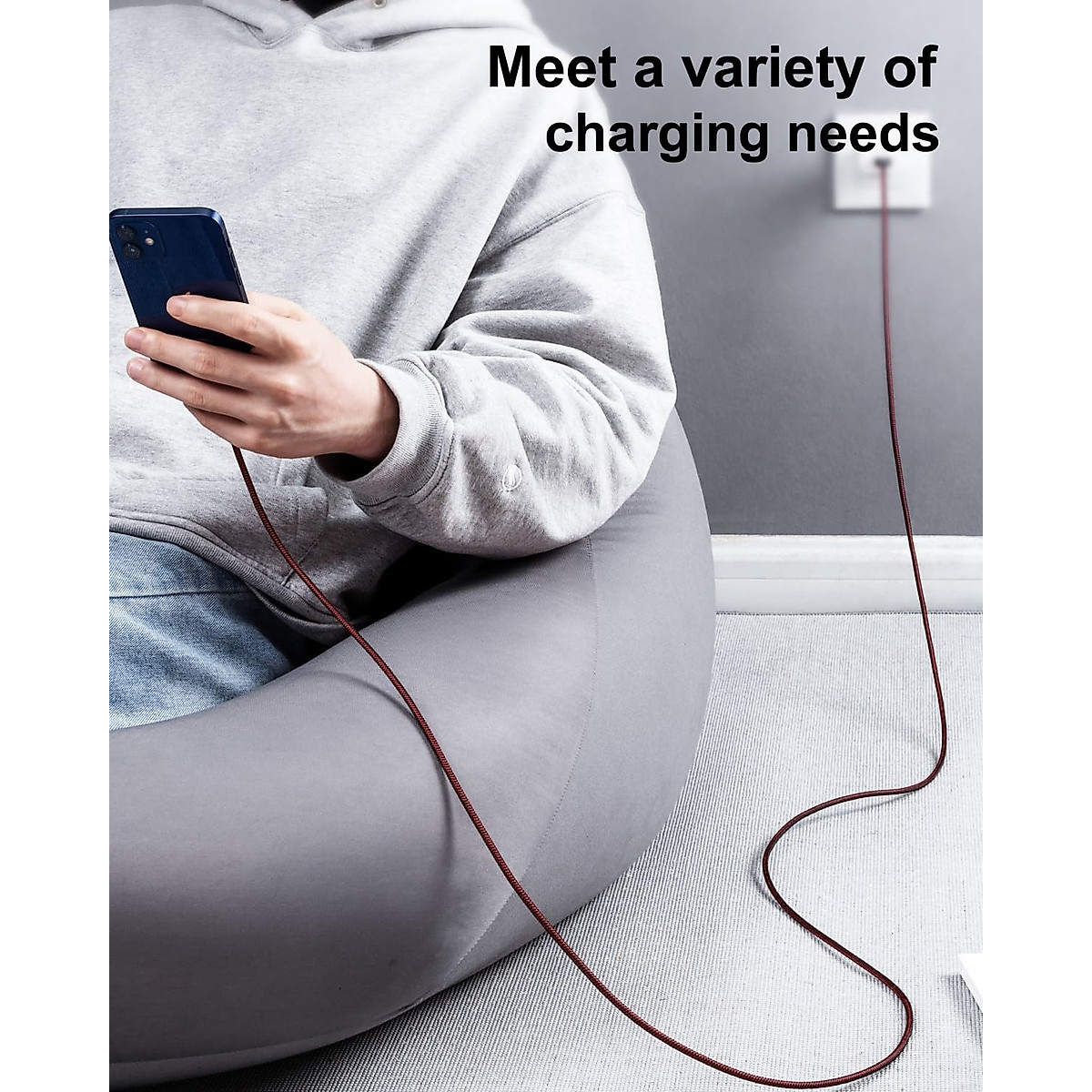 UYOUNG iPhone Charger Cable 3Pack 6FT Lightning Cable USB Long Heavy Duty Nylon Fast iPhone Charging Cord Compatible with iPhone 14/13/12/11/Pro/X/Xs Max/XR /8/7/6/6S/plus/iPad Mini-Red