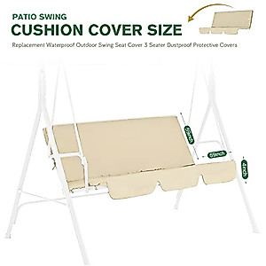 Moutosne Patio Swing Cushion Cover Replacement Waterproof Outdoor Swing Seat Cover 3 Seater Dustproof Protective Covers for 3 Seat Garden Swing Chair Cushions (Only Cover, No Cushion) 59x59x4 Inch