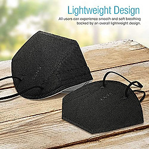 SUNCOO Protective KN95 Face Mask - 20 Pack, 5 Layers Cup Dust Filter Cover Against PM2.5 Dust, Smoke and Haze-Proof, Designed for Men, Women, Essential Workers - Black
