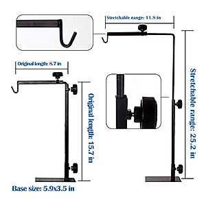 kathson Lamp Stand for Reptile Bearded Dragon Tank Accessories Fixed Bracket Heating Lamp Holder Adjustable for Spiders Lizards Turtles Amphibian Cold-Blooded Animals Black