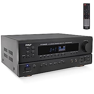Wireless Bluetooth Power Amplifier System - 420W 5.1 Channel Home Theater Surround Sound Audio Stereo Receiver Box w/ RCA, AUX, Mic w/ Echo, Remote, Support HDMI - For Subwoofer Speaker - Pyle PT588AB