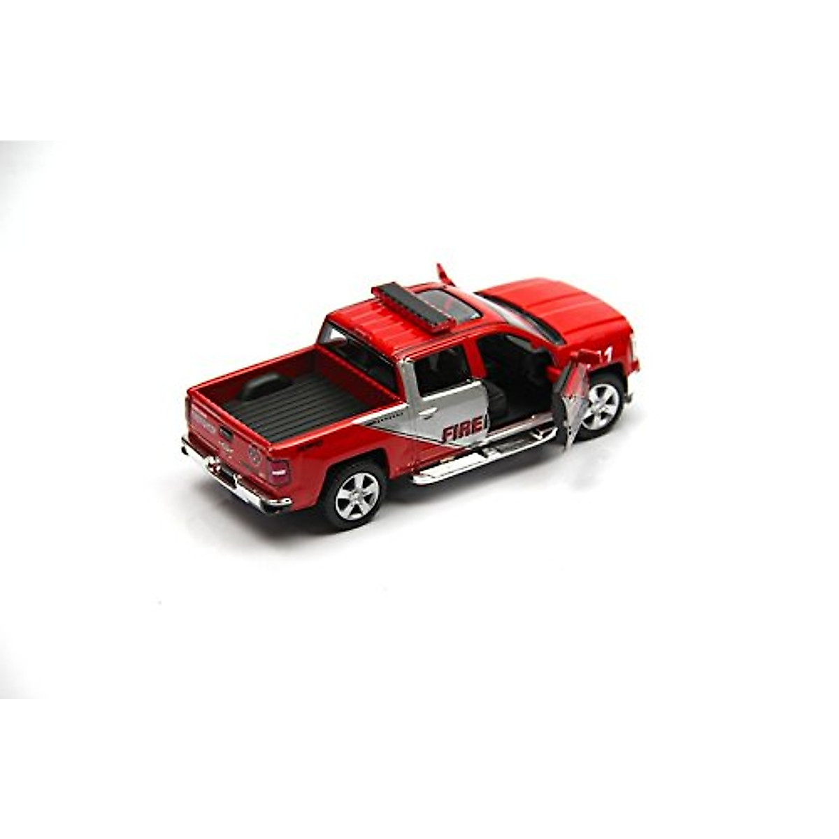 KiNSMART 2014 Chevrolet Silverado 1:46 Scale 5 Inch Police & Firefighter Pick-up Truck (2 Set)