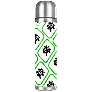 Stainless Steel Leather Vacuum Insulated Mug Mahjong Thermos Water Bottle for Hot and Cold Drinks Kids Adults 16 Oz
