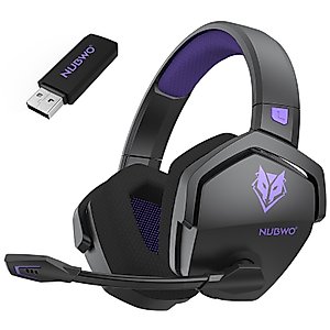 NUBWO G06 Dual Wireless Gaming Headset with Microphone for PS5, PS4, PC - 23ms Low Latency Audio - 100-Hour of Playtime - 50mm Drivers (Black-Purple)
