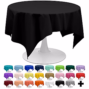 Black Plastic Tablecloths 3 Pack Disposable Table Covers 84 Inch Circle Shower Party Tablecovers PEVA Vinyl Table Cloths for Round Tables up to 6 ft and Picnic BBQ Birthday Wedding Catering Banquet