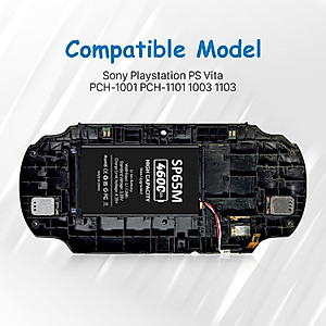 SHENMZ Ps Vita 1000 Battery,(New Upgrade) 4600mAh High Capacity New 0 Cycle Battery Replacement for Sony PS Vita PlayStation Vita PCH-1006 PCH-1001 PCH-1101 PSV 1000 SP65M Games with Repair Tool Kit