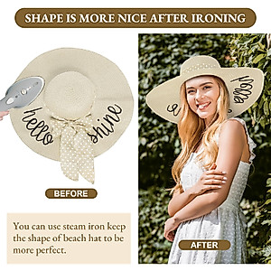 Beach Hats for Women - Foldable Straw Hat Embroidered Wide Brim Floppy Sun Hat UPF 50+, Honeymoon, Travel, Cruise White