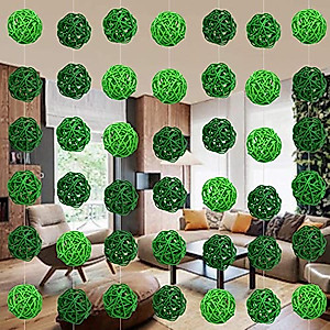 TKEJZu 15 Pcs Wicker Rattan Balls 2 Inch Small Decorative Balls Twig Orbs Spheres Vase Fillers for Green Themed Wedding Bridal Baby Shower Valentine's Day Home Decor Green Mint Dark-Green