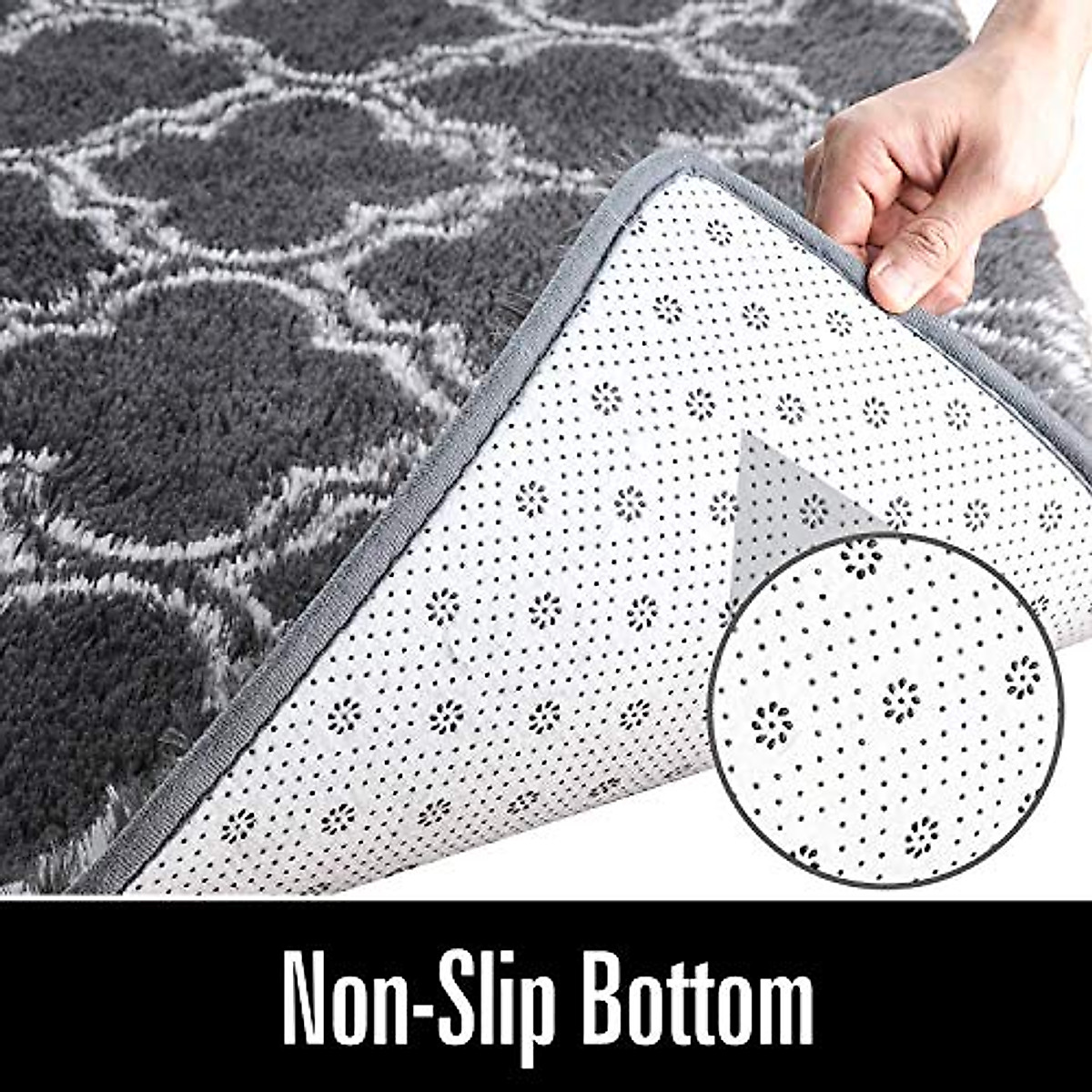 HOMORE Fluffy Bedroom Rug Super Soft Velvet Shaggy Plush Carpets 6x9 Feet, Shag Moroccan Area Rugs for Kids Girls Living Room Bed Home Decor, Gray