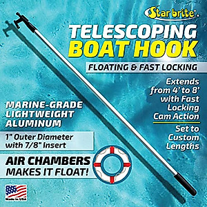 STAR BRITE Extending Boat Hook - Telescoping, Floating, Multi-Purpose - Extends from 4.5 ft. (137 cm) to 8 ft. (243 cm) (040609)