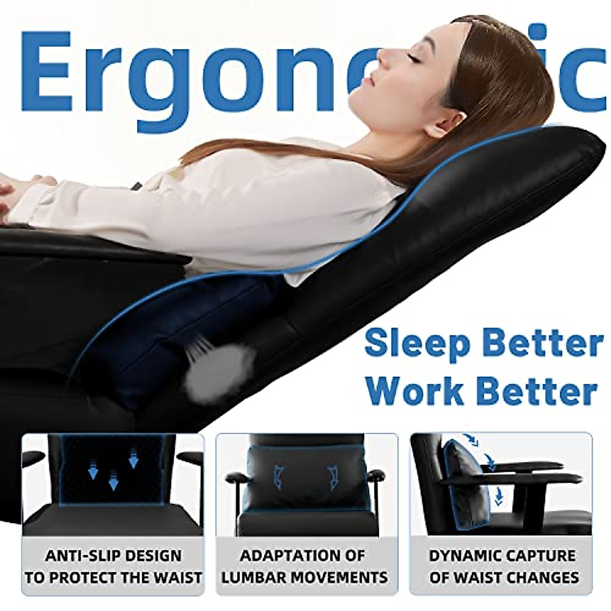 FIBO Gravity-Sensing Executive Home Ergonomic Office Chair Reclining Office Chair with Foot Rest & Headrest, High-Back PU Leather Computer Desk Chairs with Back & Lumbar Support Task Chair, (Black)