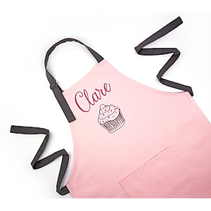 ROMEOSHOP custom apron for women, personalized apron for kid girl, cooking baking kitchen gift (01 pink)