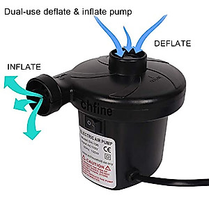 Electric Air Pump, Portable Air Pump Quick-Fill Inflator Deflator with 3in1 Nozzle Adapter for Air Mattresses Airbeds Boats Swimming Ring Inflatable Pool Raft(AC 110V/DC 12V)