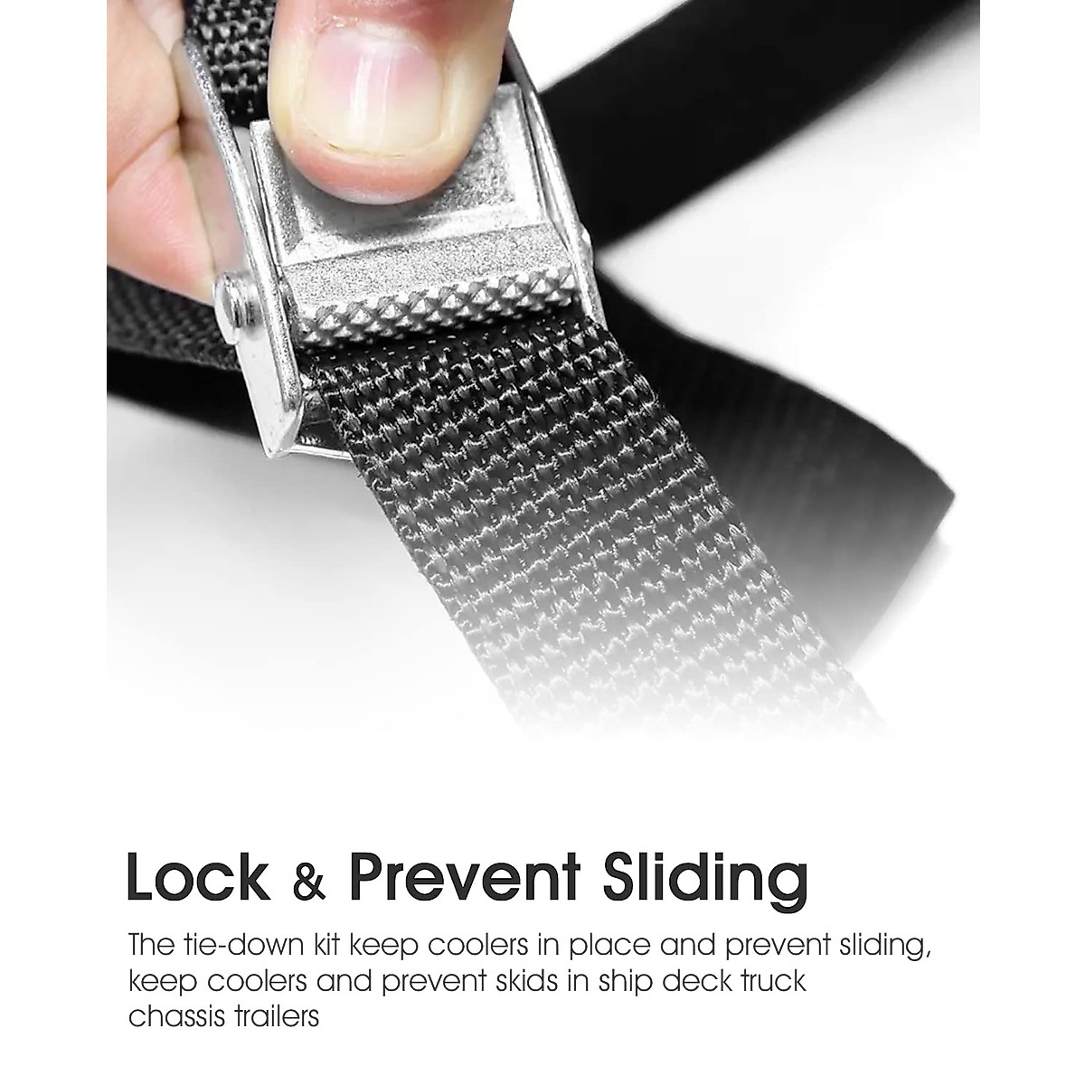 ALIENSX Cooler Tie Down Kit, Cooler Tie Down Straps for RTIC YETI Coolers, Cam Buckle Lashing Straps, Secure to Boats, Trailers, Trucks, ATVs and More, Prevent from Slipping (Black)