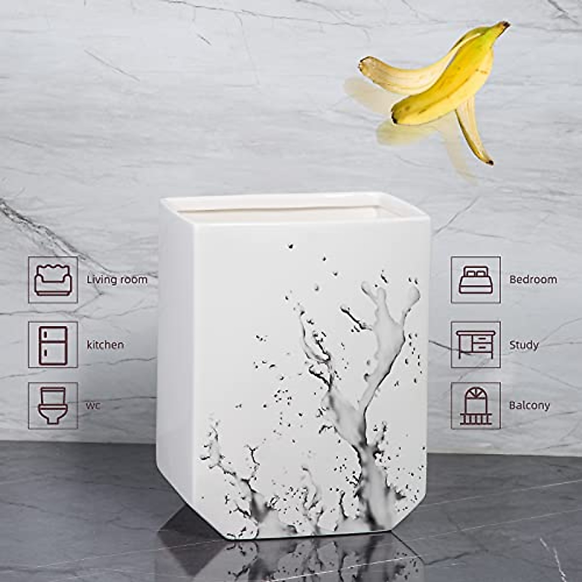 Slim Trash Can,Garbage Can, Saving Space for Small Waste, Garbage Bin for Home, Office, Business, Without Lid, 2.5 Gallons,Grey