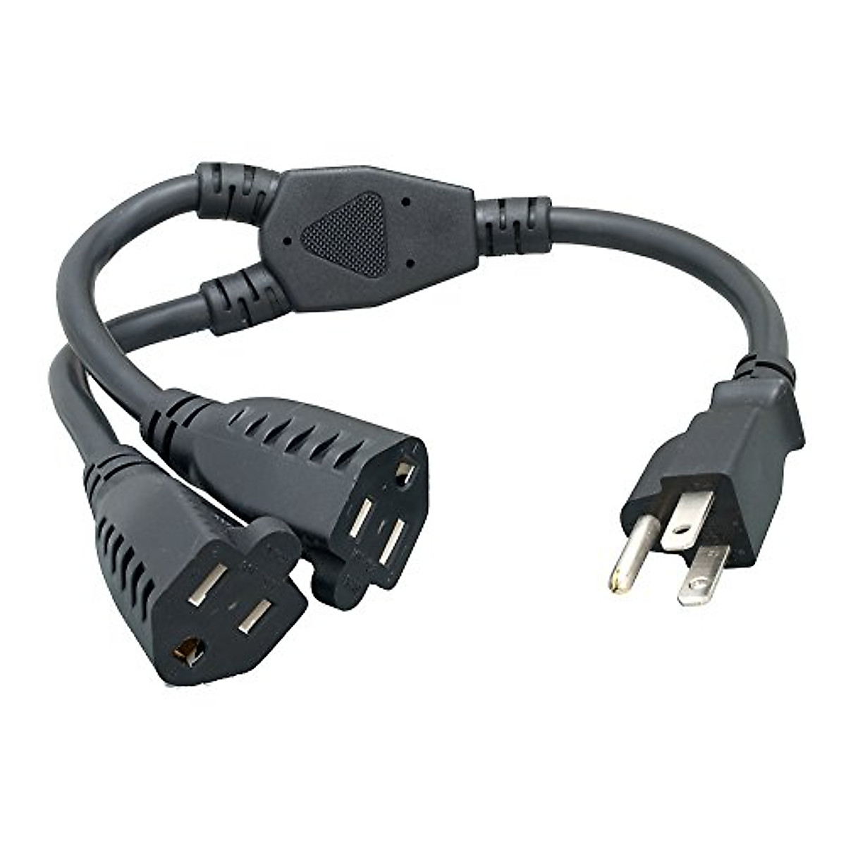 Cablelera Power Cord Extension and Splitter, NEMA 5-15P to NEMA 5-15R x 2, 16 AWG, 13A, 125V (ZWACPQAG-14) Black