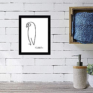 Amanti Art Wood Framed Wall Art Print Owl by Pablo Picasso (9 in. W x 11 in. H), Svelte Unique Black Frame - X-Small
