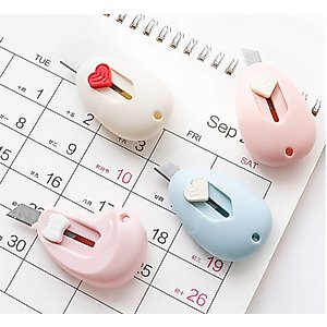 AKOAK 4 Pcs Mini Carry-on Small Box Cutter Durable Paper Cutting Small Knife Cute Sharp Envelope Opening Knife Retractable Utility Knife Suitable for Office and Home Use（random color）