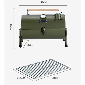 Portable Charcoal Grill Mini Small BBQ Smoker Grill for Outdoor Cooking Camping Picnic Patio Backyard Separated Large BBQ Space,Green,42 * 37cm