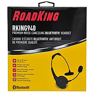 RoadKing RKING940 Premium Noise-Canceling Bluetooth Headset with Mic for Hands-Free