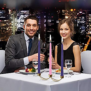 Perkisboby 4Pack Christmas Advent Taper Candle, 8 Hour Burn, Unscented, 10 Inch Dripless Taper Candles for Christmas, Party, Church, Celebration, Home Décor - 3 Purple & 1 Pink