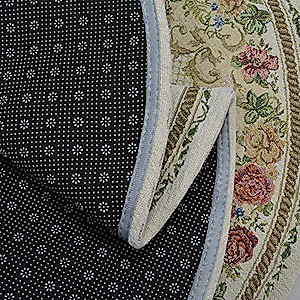 TEALP Rustic Floral Area Rugs for Swivel Chair ,Non Slip Doormat Living Room Rug Washable Rose Design Floor Rugs 39.3''Round
