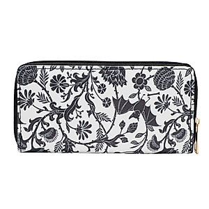 Wytidian Skull Wallets for Women, Zip Around Goth Wallet Large Capacity Phone Case Long Purse Credit Card Clutch for Women Ladies Girls (Goth Bat)