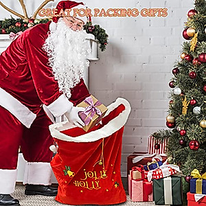 Giant Christmas Santa Sack Velvet Santa Bags for Gifts Extra Large with Cord Drawstring 25 * 36in Red Present Sack Jolly Holly