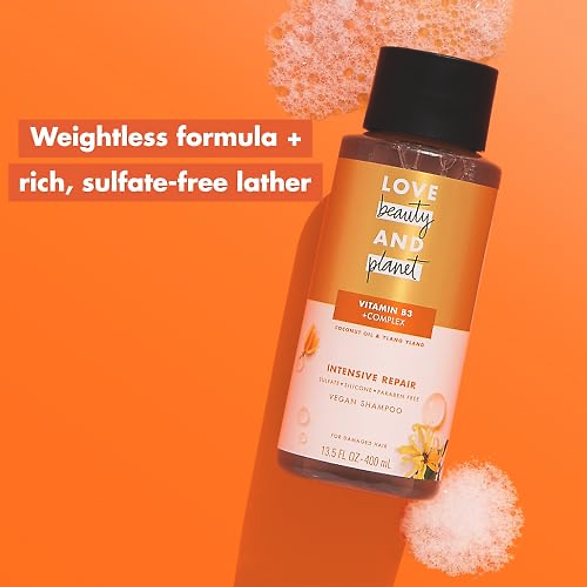 Love Beauty and Planet Shampoo with Vitamin B3 Coconut Oil & Ylang Ylang for Intensive Repair for Damaged Hair Sulfate, Silicone, & Paraben Free. Cruelty-Free. 13.5 oz