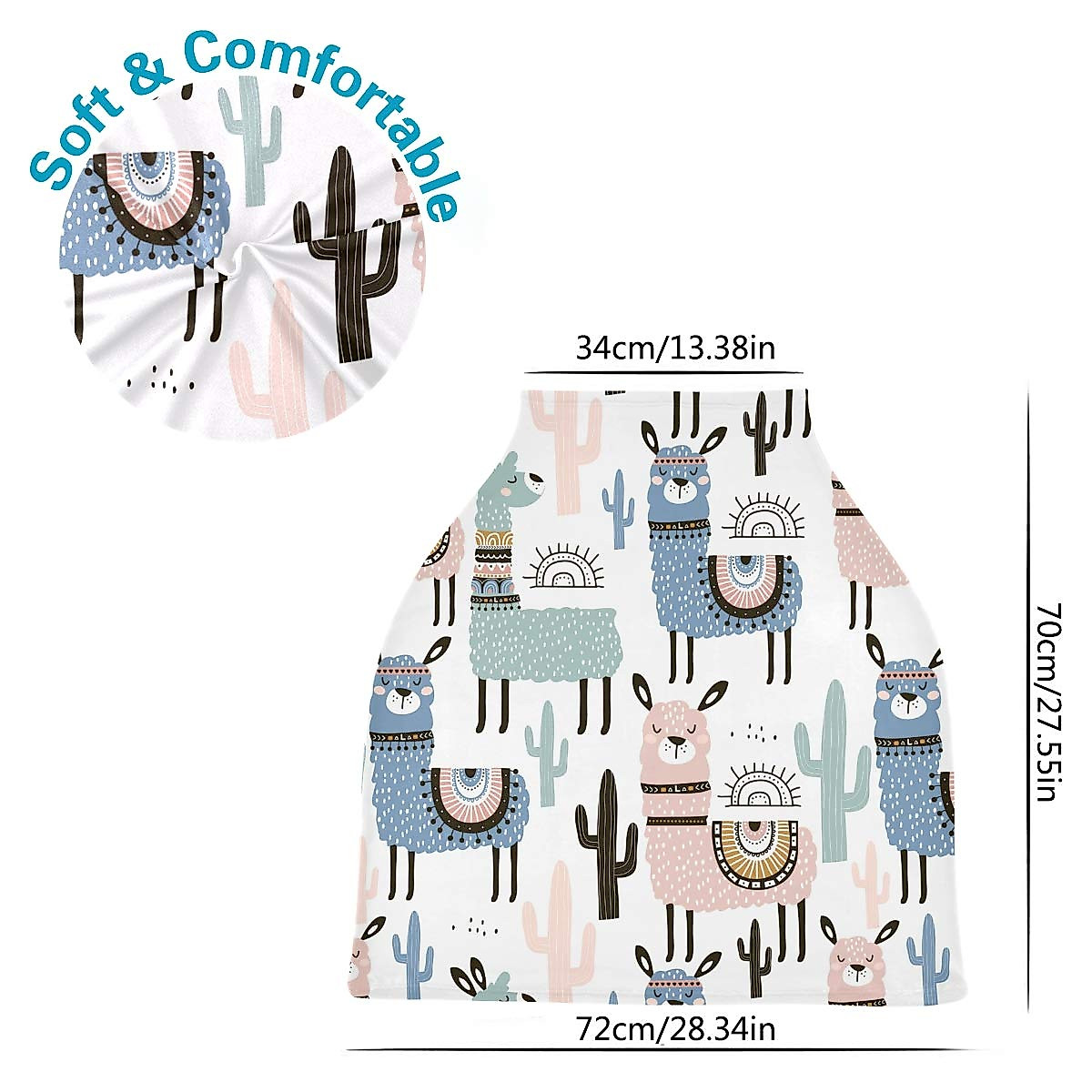 Baby Carseat Canopy Cover Breastfeeding Cover - Cartoon Cactus Llama Tribe Nursing Blanket Breathable Baby Girl Stroller Cover Baby Shower Gifts for Boy&Girl