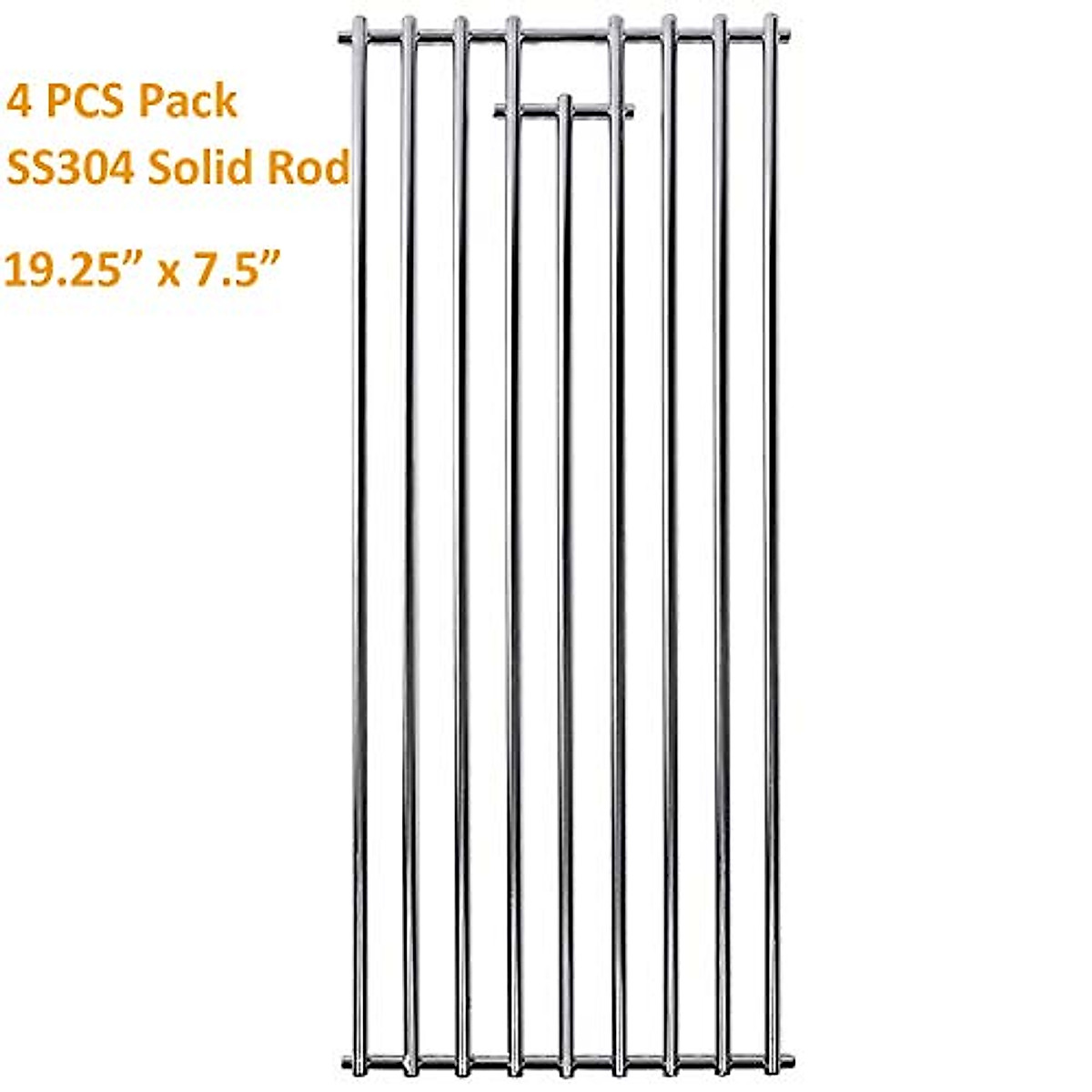 GRILLJOB 4 Pack Bull BBQ Grill Grate Replacement Parts for 16517 Bull BBQ Angus, Brahma, Lonstar Select, Outlaw Steer Premium, Lonestar Select, 7 Burner Premium - SS304 7.5" x 19.25"